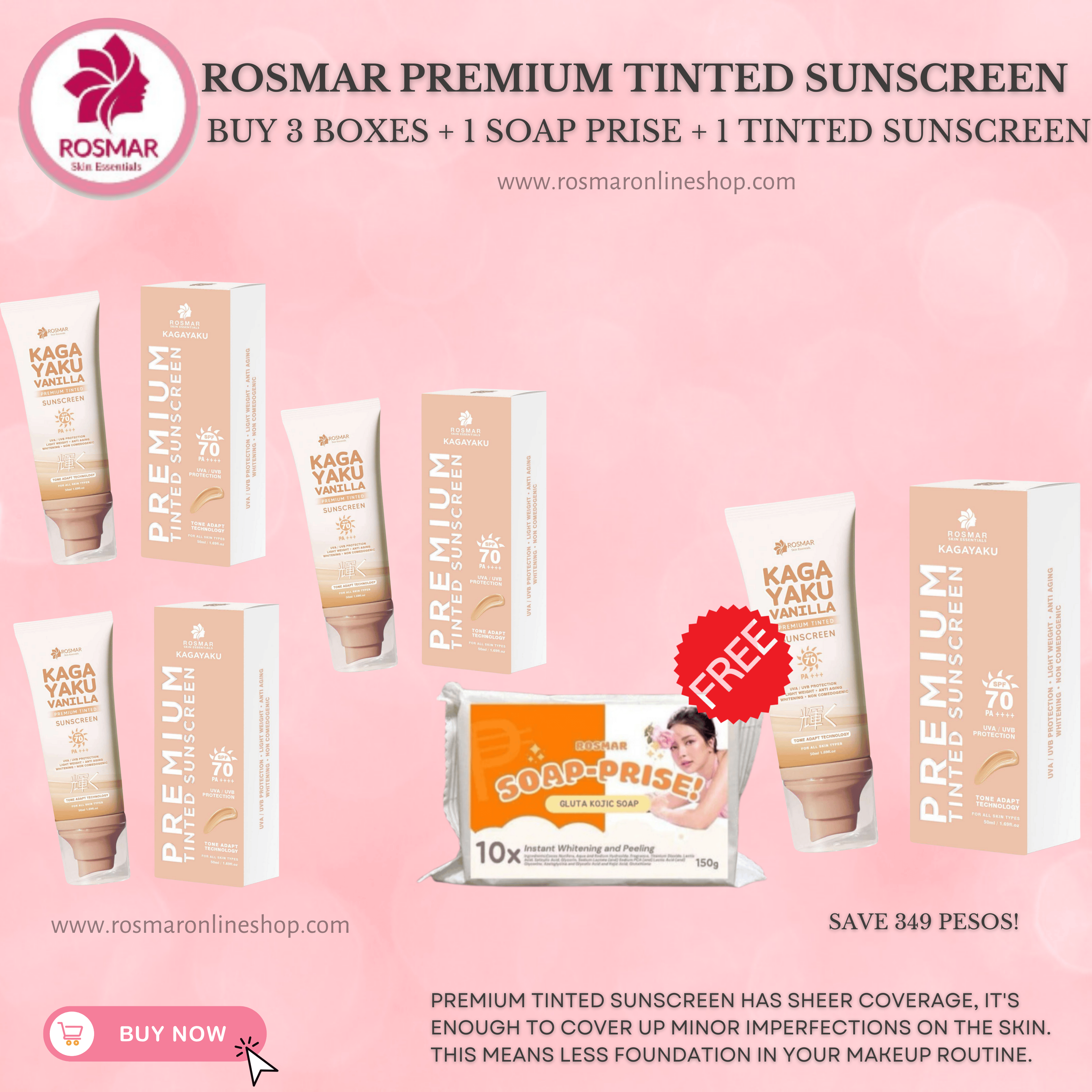 Rosmar Kagayaku Premium Tinted Sunscreen SPF 70 PA ++++ – Rosmar Online ...