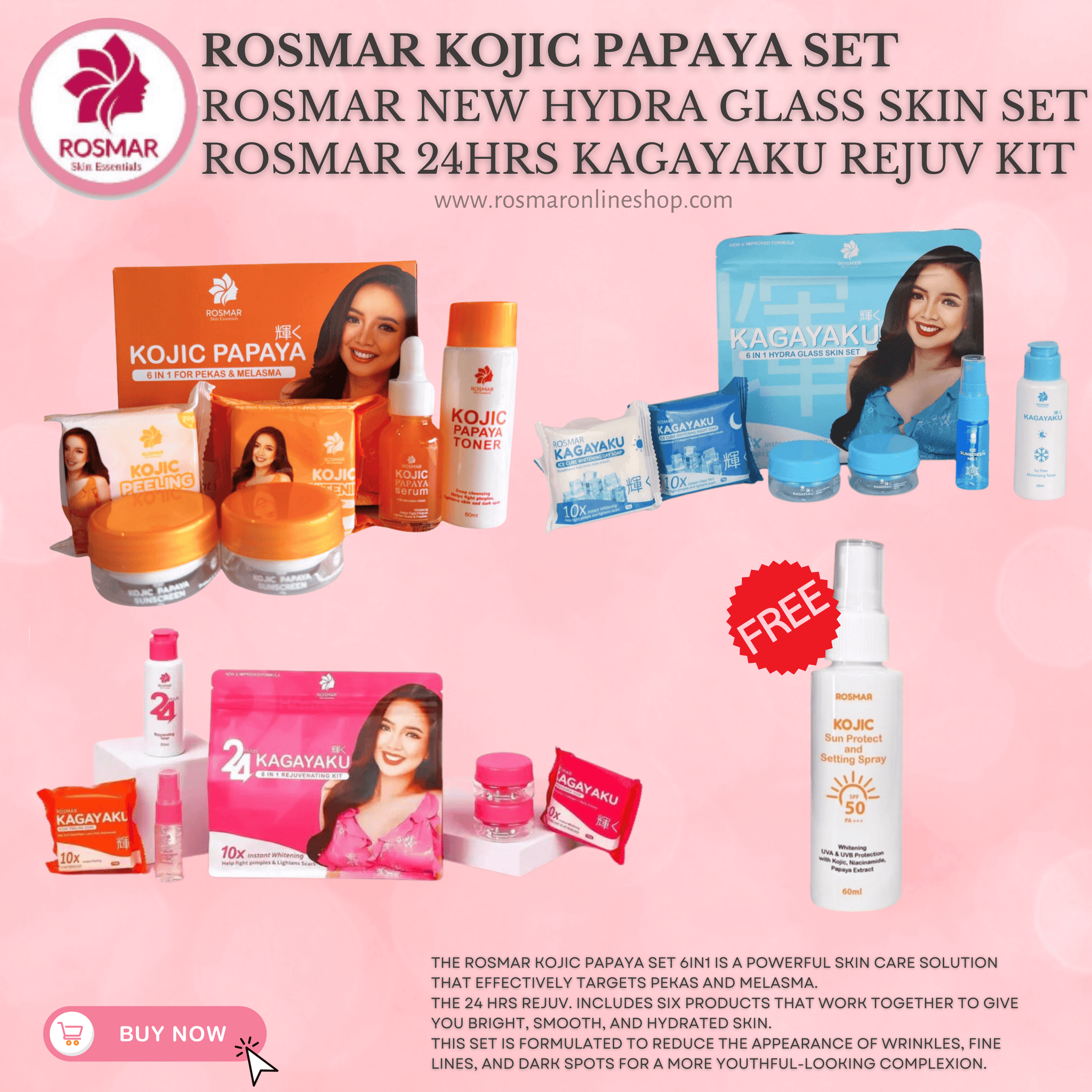 ROSMAR KOJIC PAPAYA SET 6IN1 FOR PEKAS & MELASMA,DARK SPOTS REMOVAL ...